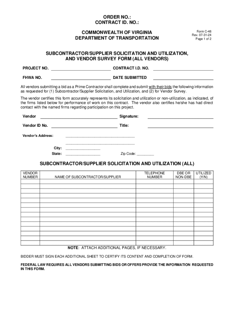 Fillable Online Subcontractor/supplier Solicitation and Utilization ...