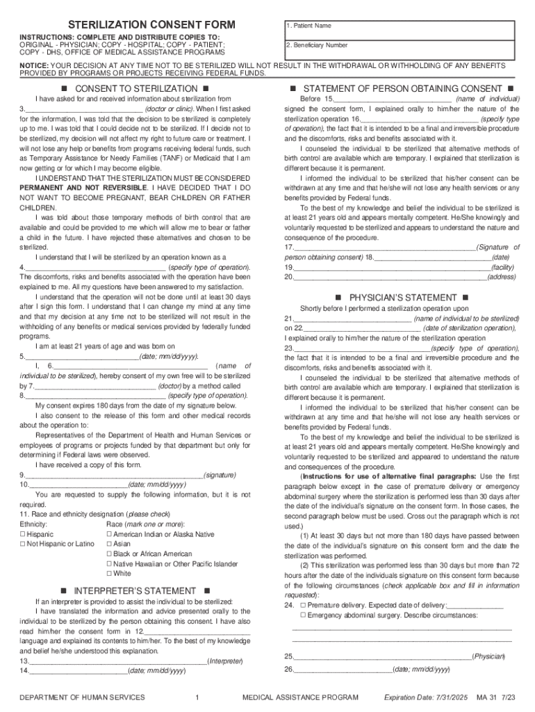 Fillable Online Sterilization Consent Form Fax Email Print - pdfFiller