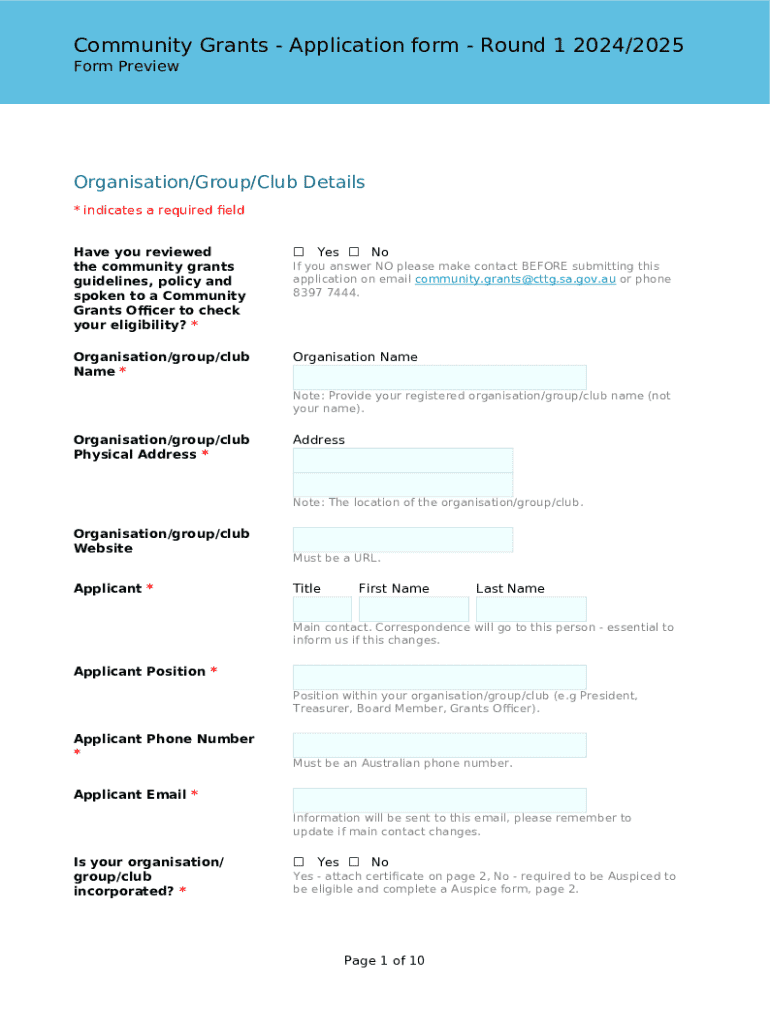 Fillable Online Community Grants Application Form Fax Email Print - pdfFiller