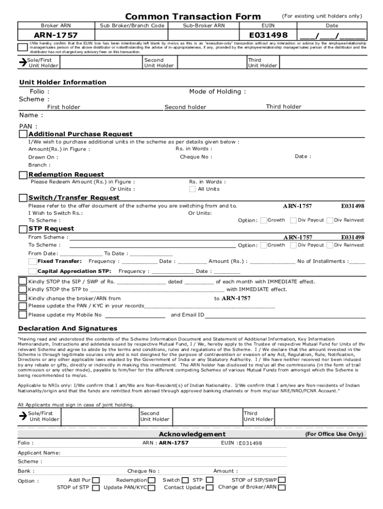 Fillable Online Common Transaction Form Fax Email Print - pdfFiller