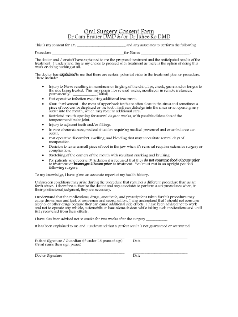 Fillable Online Oral Surgery Consent Form Fax Email Print - pdfFiller