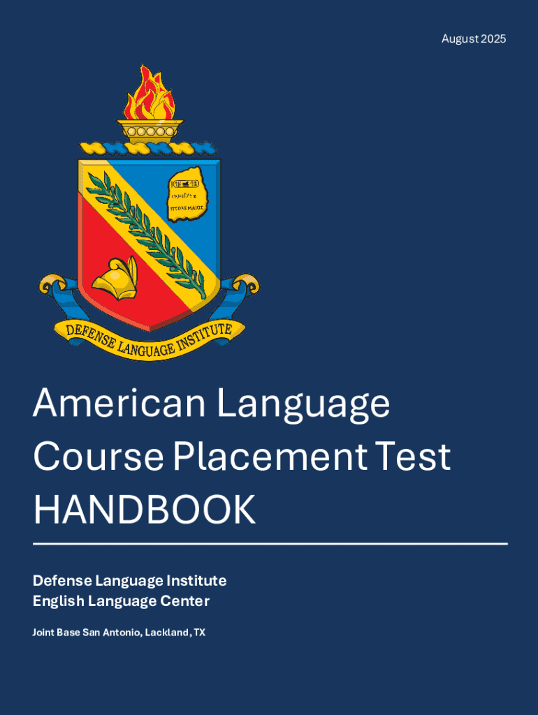 Fillable Online American Language Course Placement Test Handbook Fax ...