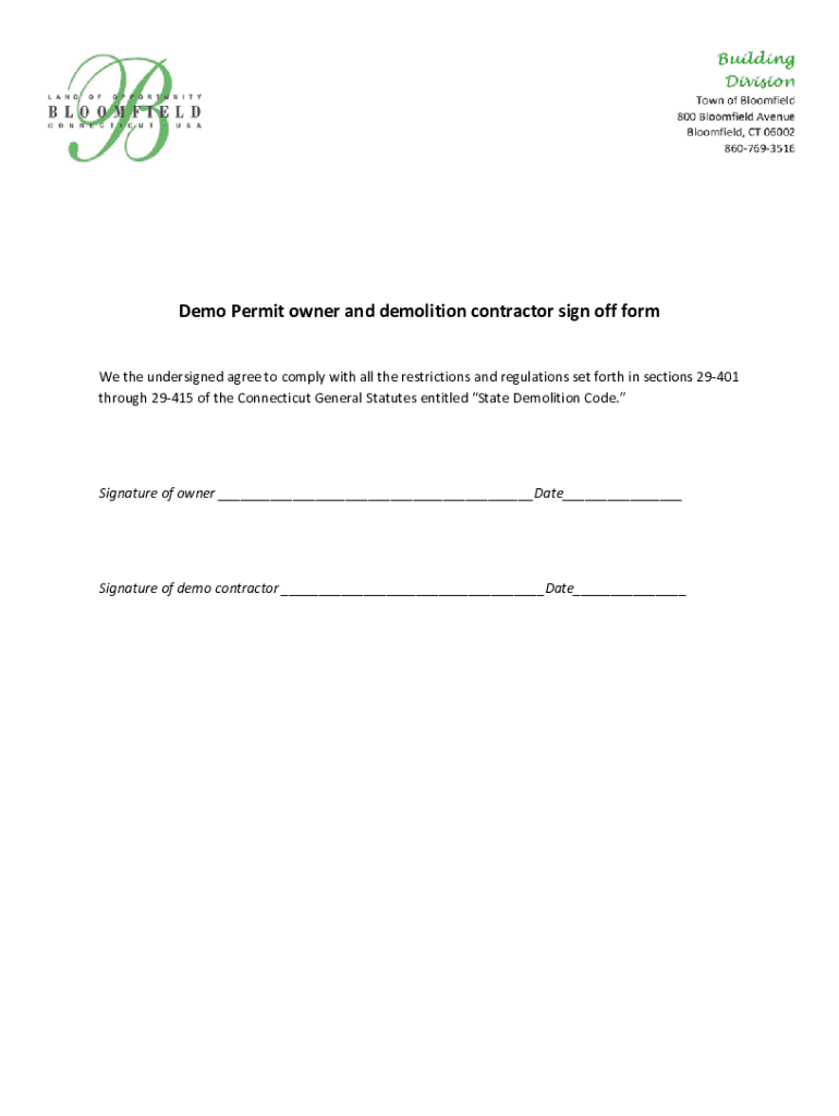 Fillable Online Demo Permit Agreement Form Fax Email Print - pdfFiller