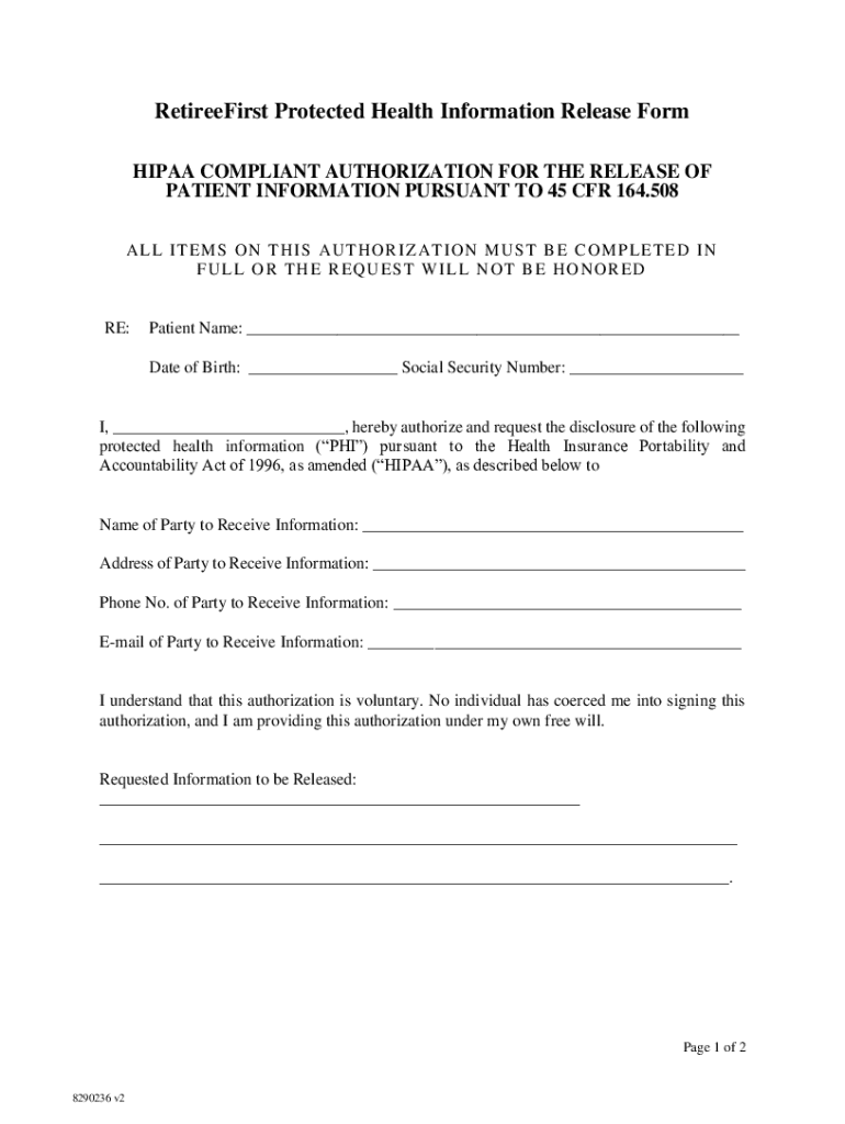Fillable Online Hipaa Compliant Authorization for the Release of ...