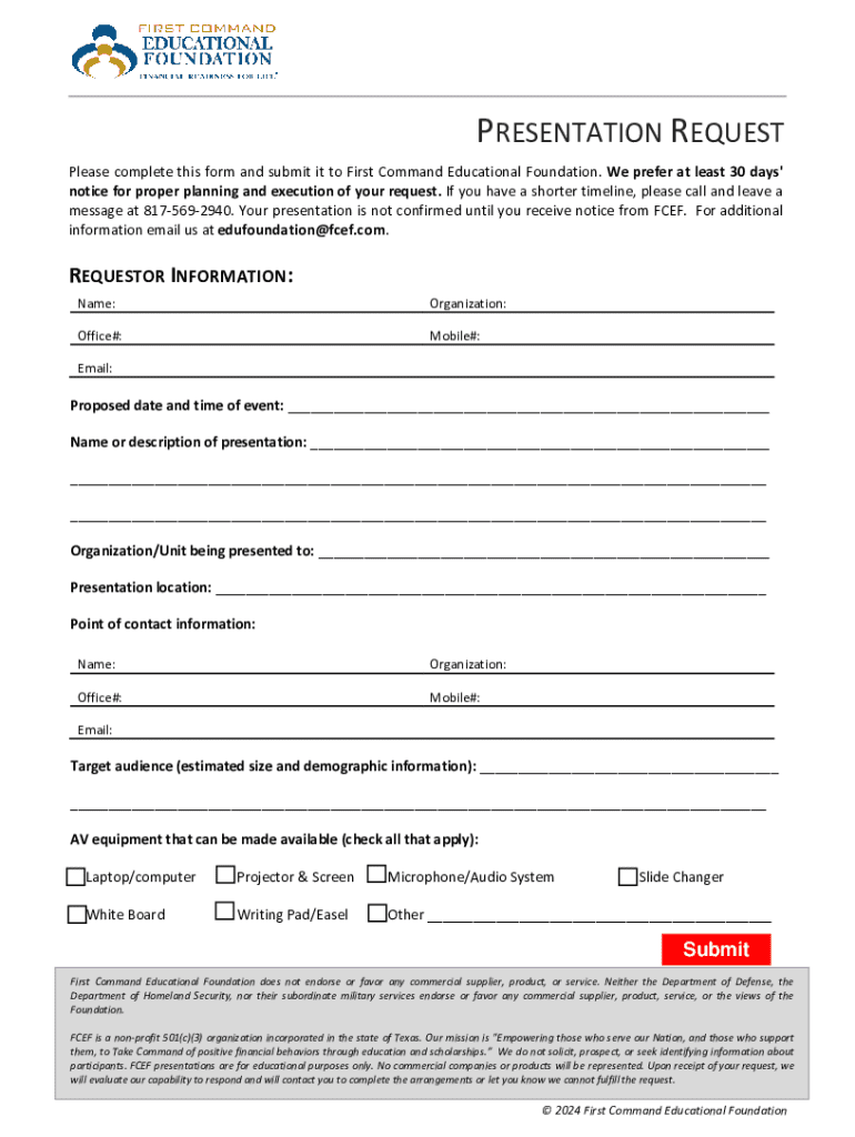 Fillable Online Presentation Request Form Fax Email Print - pdfFiller