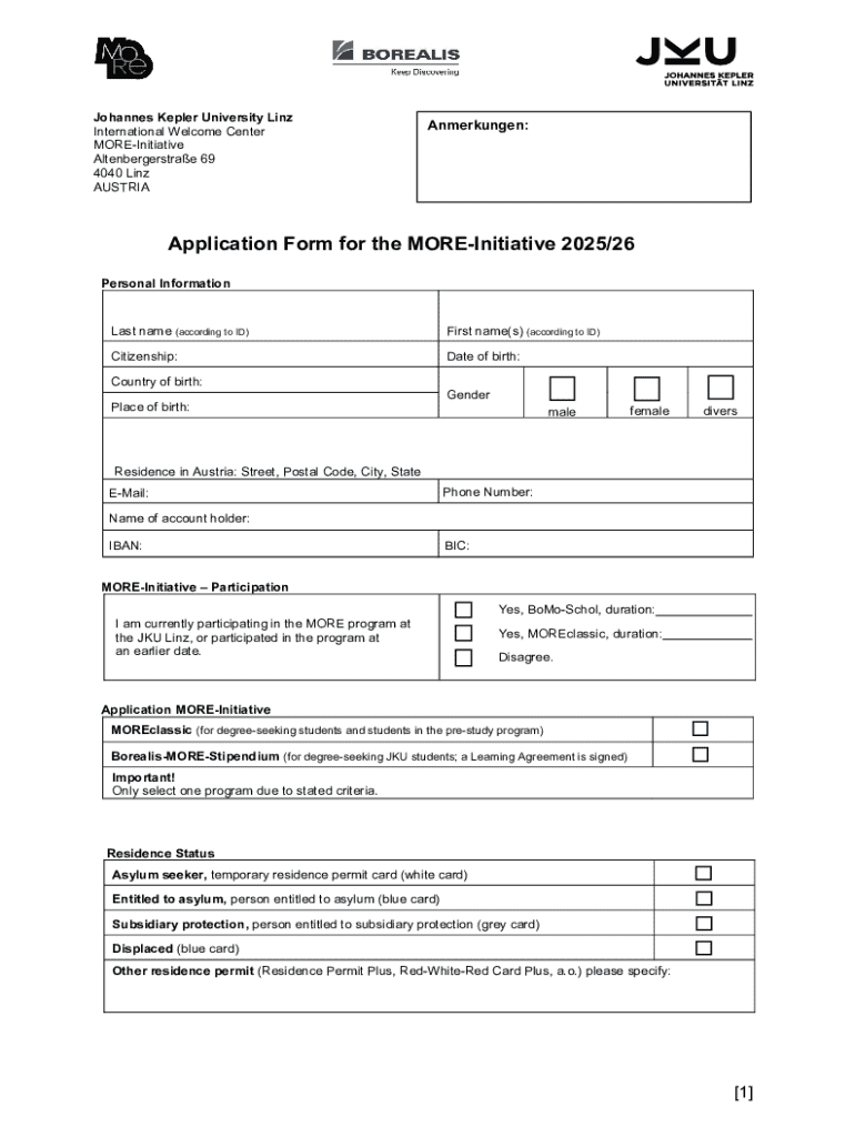 Fillable Online Application Form for the More-initiative 2025/26 Fax ...
