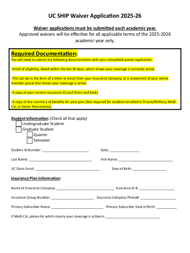 Fillable Online Uc Ship Waiver Application Fax Email Print - pdfFiller