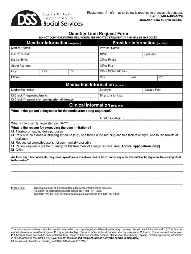 Fillable Online Quantity Limit Request Fax Email Print - pdfFiller