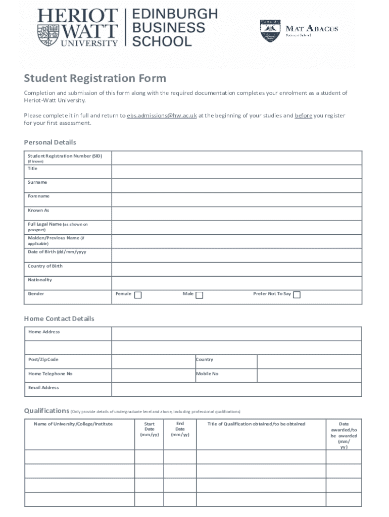 Fillable Online Student Registration Form Fax Email Print - pdfFiller