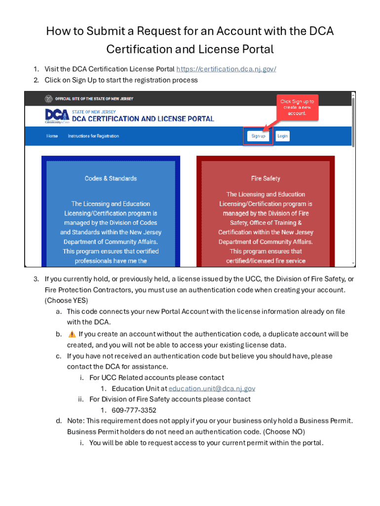 Fillable Online How to Submit a Request for an Account With the Dca Fax Email Print - pdfFiller