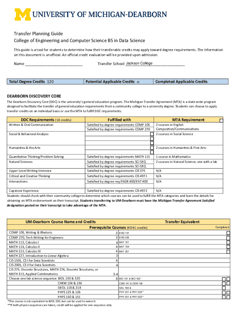 Fillable Online College of Engineering and Computer Science Bs in Data ...