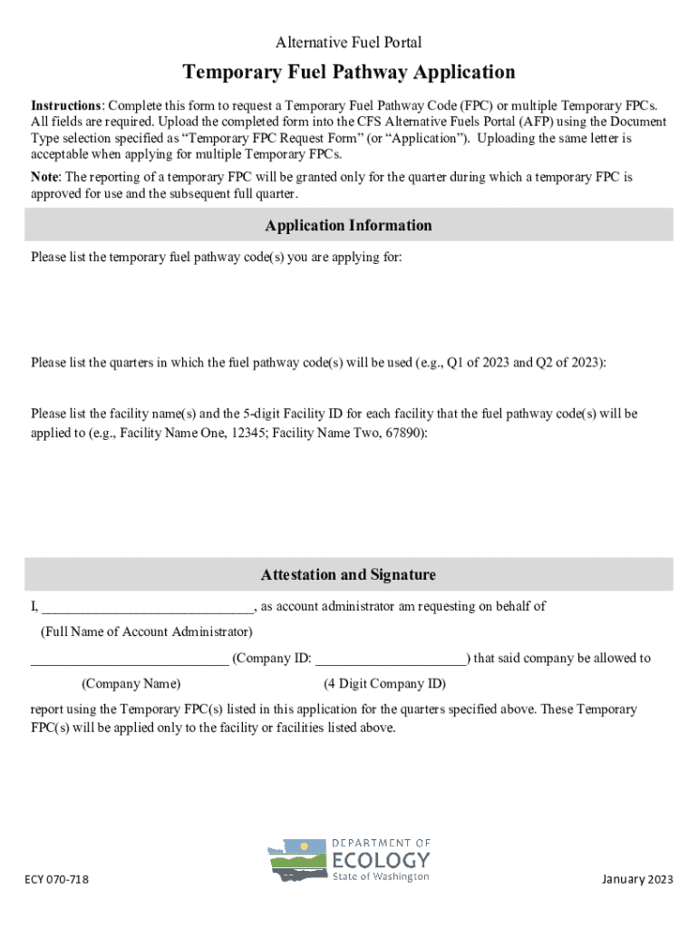 Fillable Online Temporary Fuel Pathway Application Fax Email Print ...