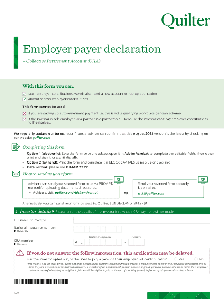 Fillable Online Employer Payer Declaration Fax Email Print - pdfFiller