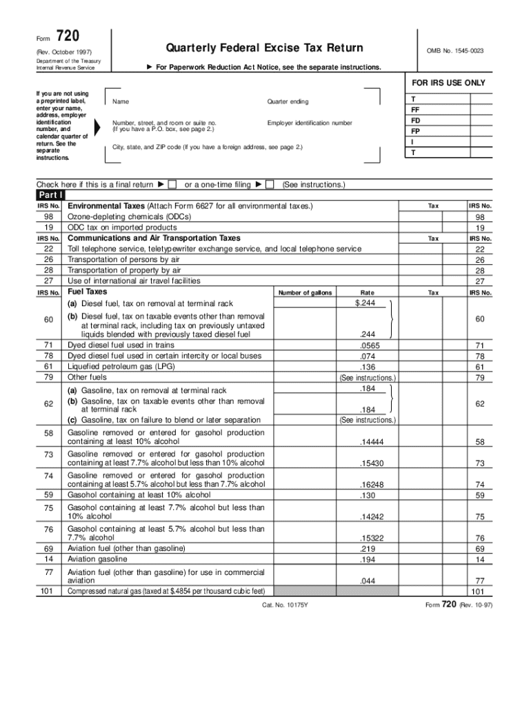 Fillable Online Quarterly Federal Excise Tax Return Fax Email Print ...