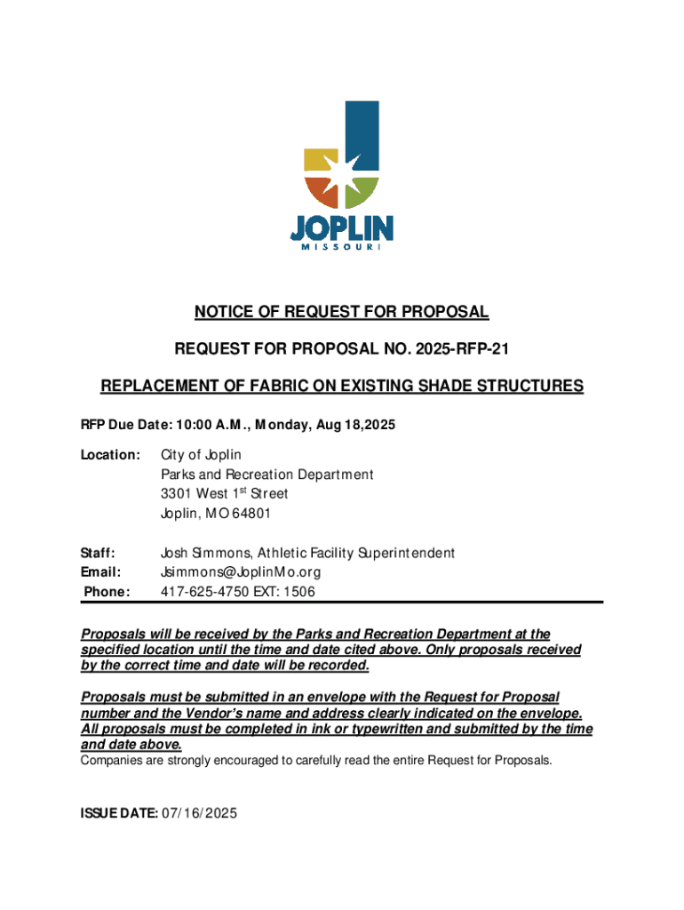 Fillable Online Notice of Request for Proposal Fax Email Print - pdfFiller