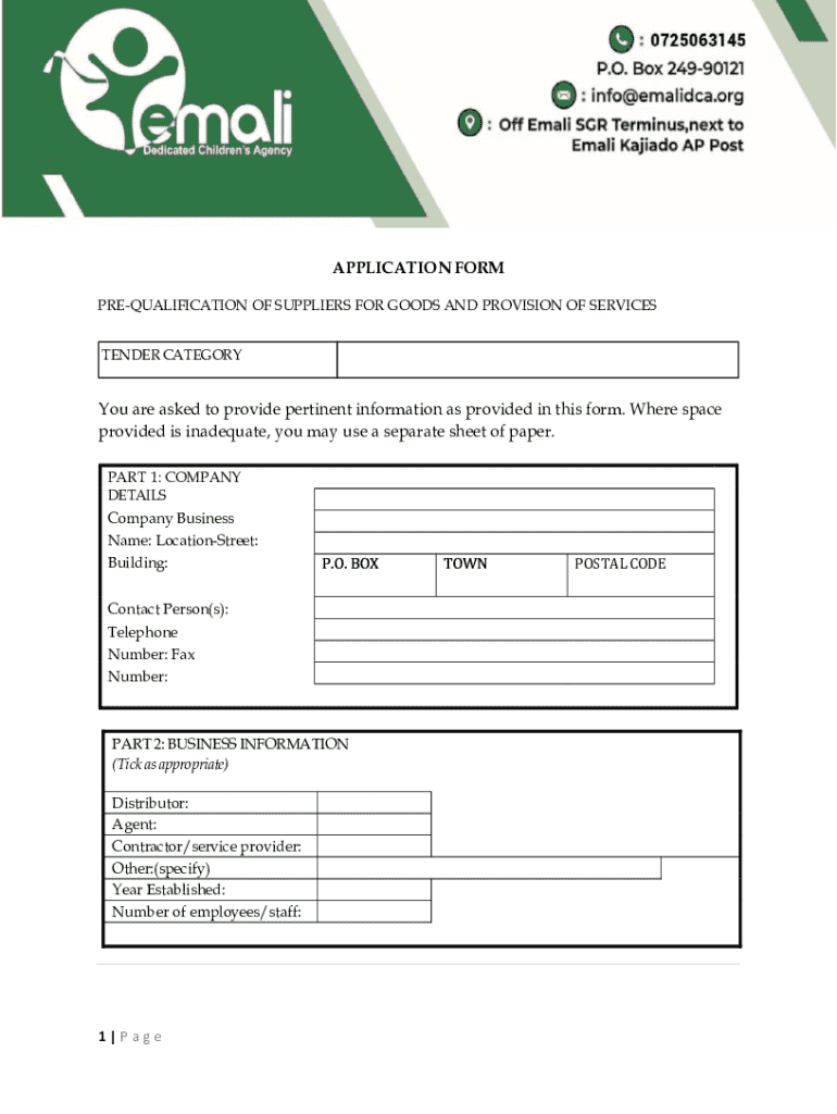 Fillable Online Pre-qualification of Suppliers for Goods and Provision ...