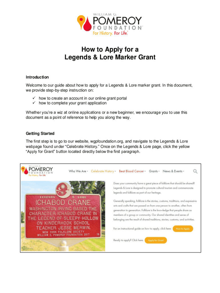 Fillable Online How to Apply for a Legends & Lore Marker Grant Fax Email Print - pdfFiller