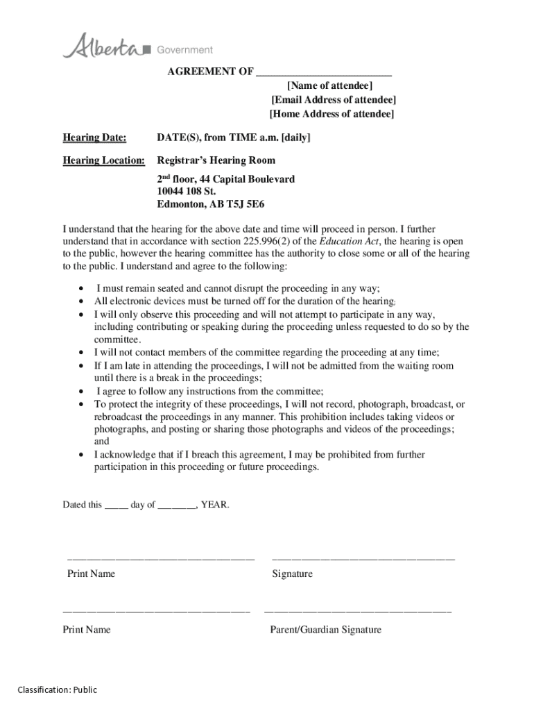 Fillable Online Agreement of Attendance Fax Email Print - pdfFiller