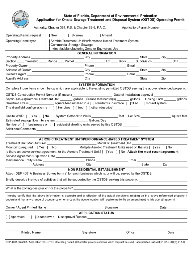 Fillable Online Application for Ostds Operating Permit Fax Email Print ...