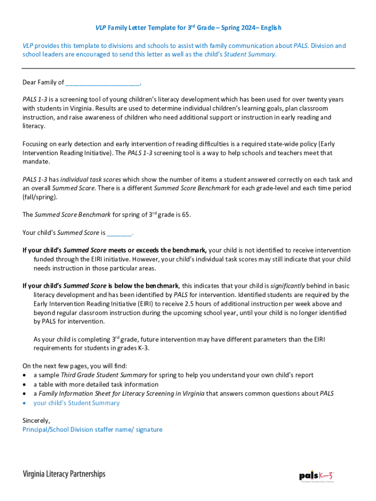 Fillable Online Vlp Family Letter Template Fax Email Print - pdfFiller