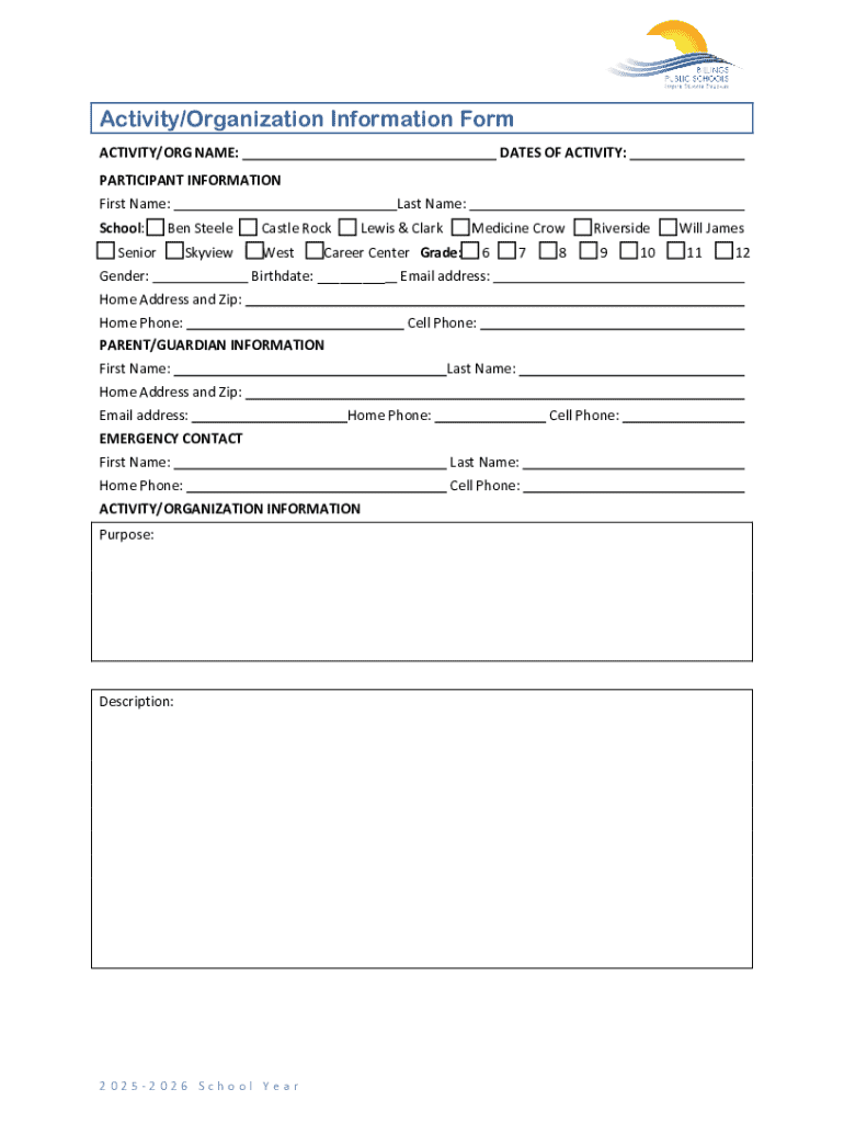 Fillable Online Activity/organization Information Fax Email Print - pdfFiller
