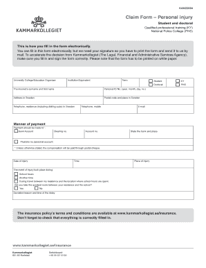Fillable Online Claim Form Personal injury Fax Email Print - pdfFiller