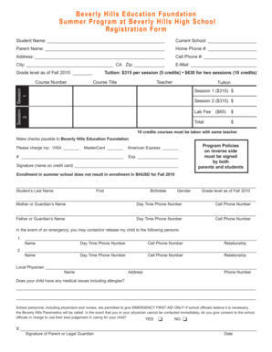 Fillable Online SS Registration Form - Beverly Hills Education ...