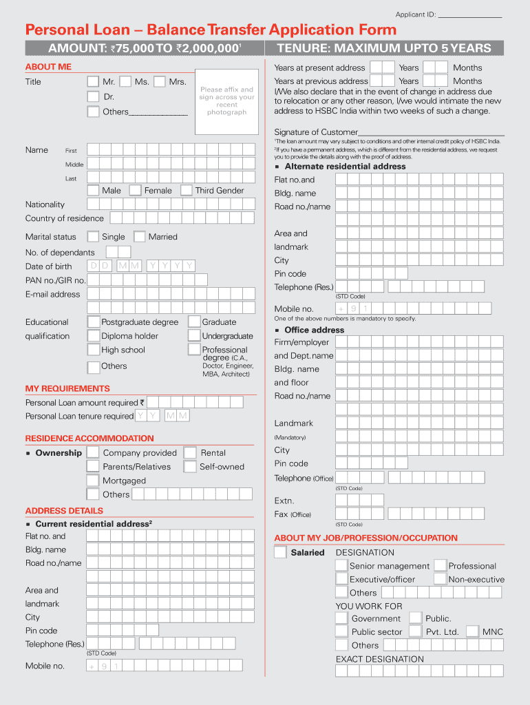 Hsbc Personal Loan Application Form Fill Out Sign Online DocHub