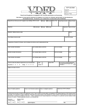 Fillable Online iaff2498 VDFP Student Application - IAFF Local 2498 Fax ...