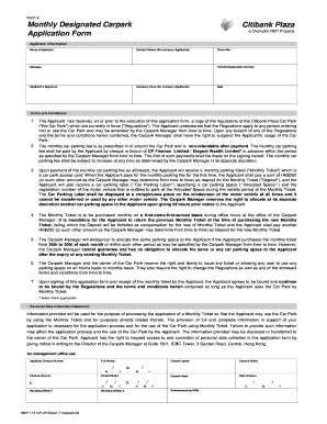 Fillable Online Form 8 Monthly Designated Carpark Citibank Plaza... Fax ...