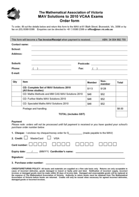 Fillable Online 2011 solutions order form - The Mathematical ...