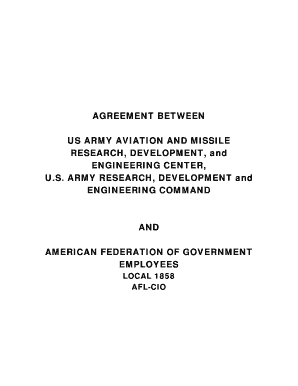 Fillable Online AGREEMENT BETWEEN US ARMY AVIATION ... - (AFGE) Local ...