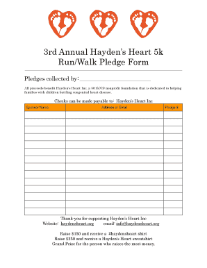 Fillable Online haydensheart 2015 pledge form - Hayden 's Heart ...