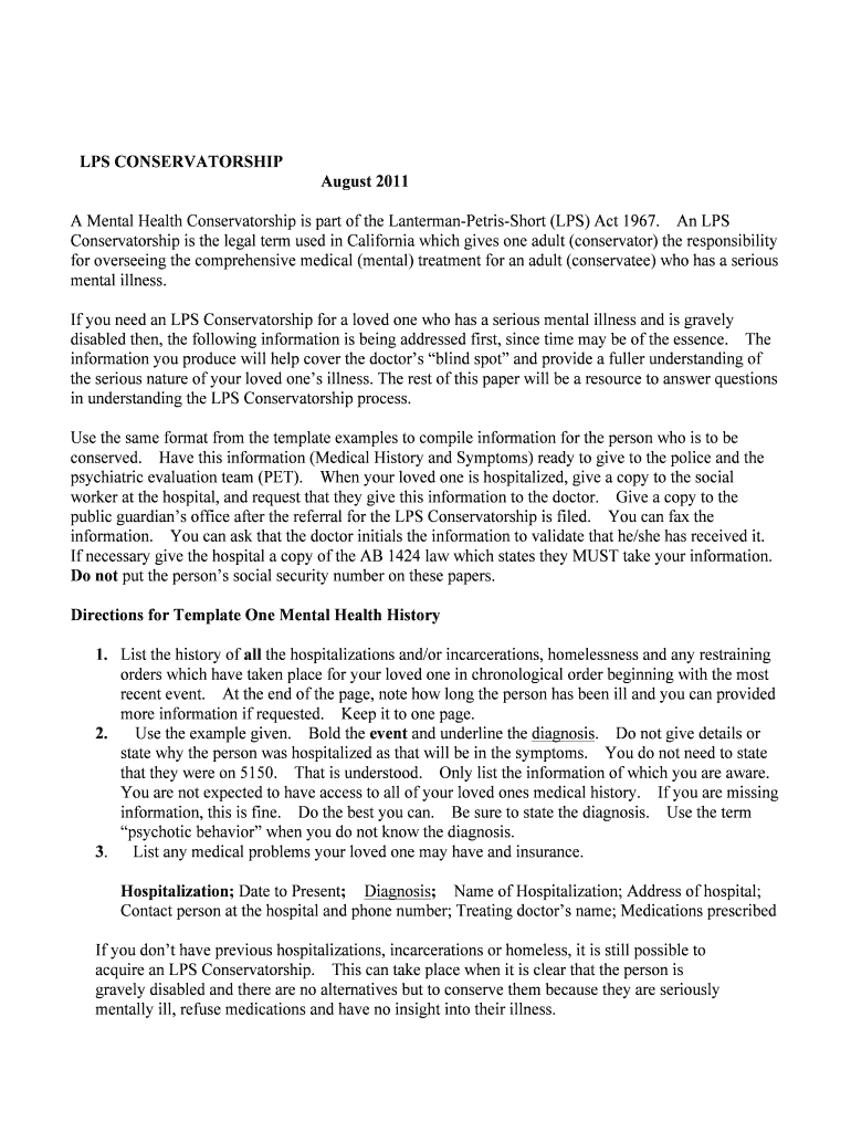 Fillable Online A Mental Health Conservatorship is part of the ...