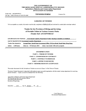 Fillable Online TENDER FORM - ??????? Fax Email Print - pdfFiller