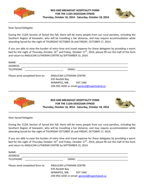 Fillable Online 4 Bed and Breakfast Hospitality Form Fax Email Print ...