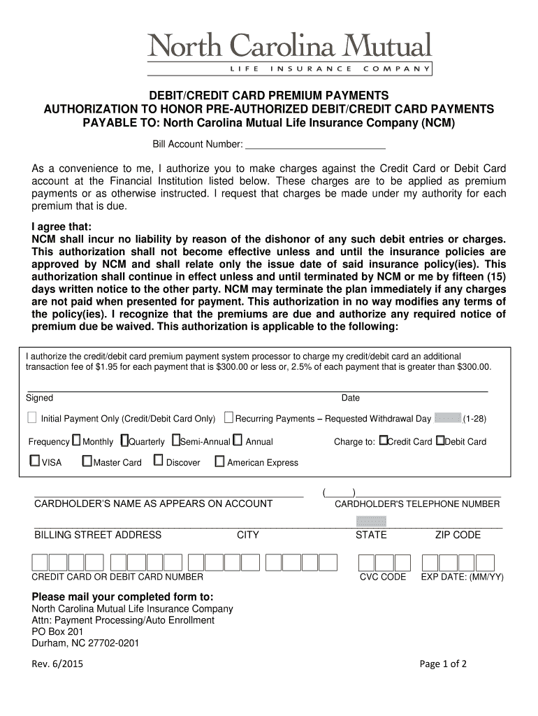 Fillable Online Debit Credit Card & Loan Enrollment form - North ...