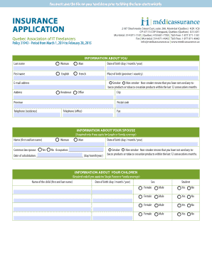 Fillable Online medicassurance 2197 Sherbrooke Street East, suite 200 ...