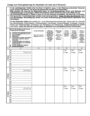 Ausfüllbar Online wohngeld Anlage zum Wohngeldantrag f r Haushalte mit ...