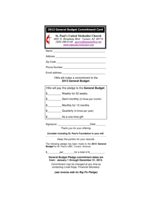 Fillable Online stpaulsumctucson Commitment card - St. Paul's United ...