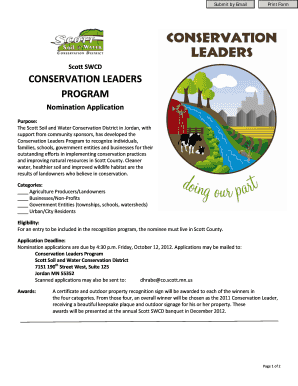 Fillable Online scottswcd 2012 Conservation Leaders Program - Scott ...