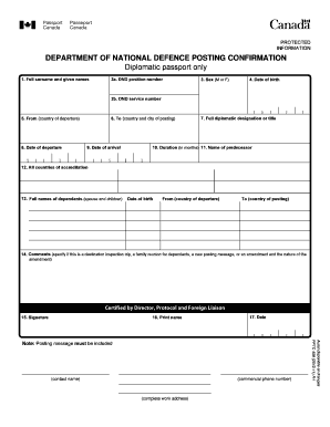 Fillable Online cic gc Department of National Defence posting ...