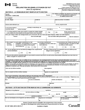 Fillable Online servicecanada gc D CLARATION SOLENNELLE D 'UNION DE ...