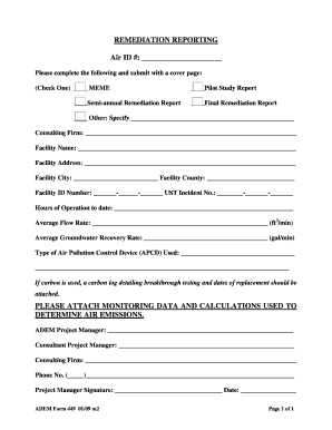 Fillable Online Remediation Reporting Form Fax Email Print - pdfFiller