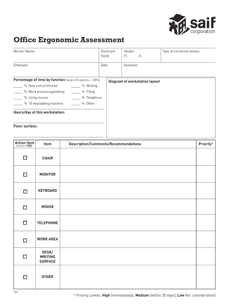 Fillable Online Office ergonomics assessment worksheet Fax Email Print ...