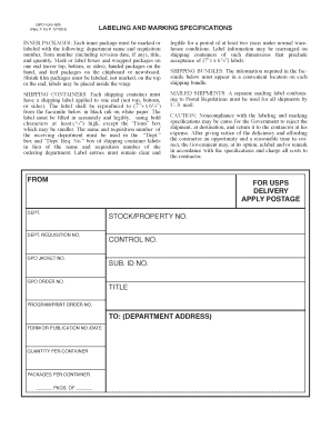 Fillable Online gpo For usps delivery apply postage from stock/property ...