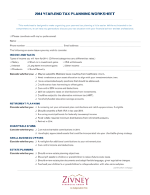 Fillable Online 2014 YEAR-END TAX PLANNING WORKSHEET - Raymond James ...