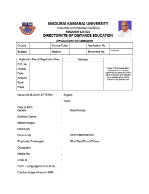 Fillable Online mkudde Application form for admission. - mkudde Fax ...