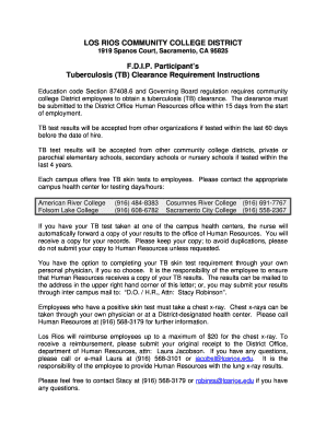 Fillable Online Tuberculosis (TB) Clearance Requirement Instructions ...