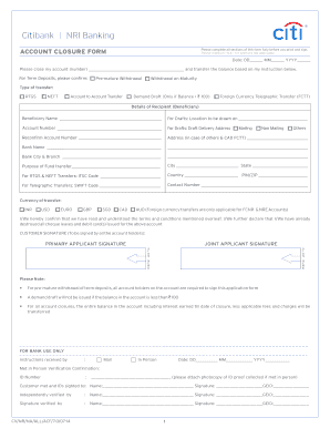 Fillable Online online citibank co Account closure form.cdr - Citibank ...